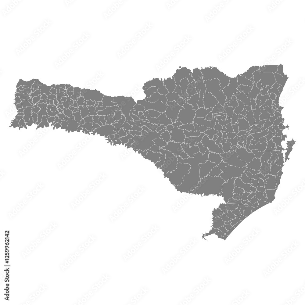 High Quality map of Santa Catarina is a state of Brazil, with borders ...