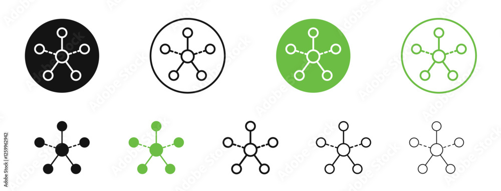Chart connected icons in black and green colors collection Stock Vector ...