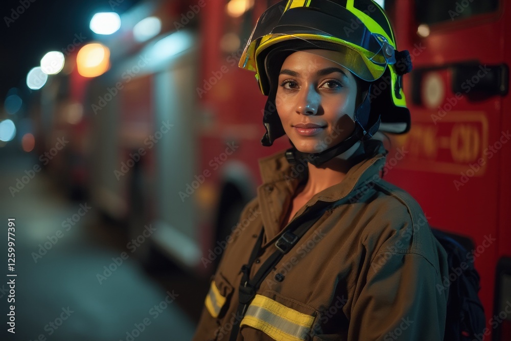 40 years old Namibian female firefighter looking at camera against ...