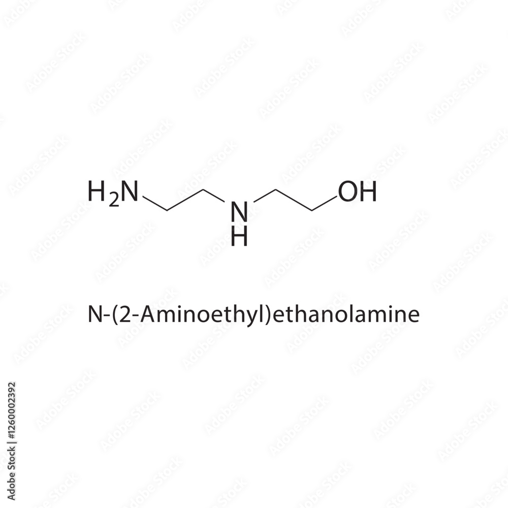Стоковое векторное изображение «N-(2-Aminoethyl)ethanolamine skeletal structure.Amino alcohol ...
