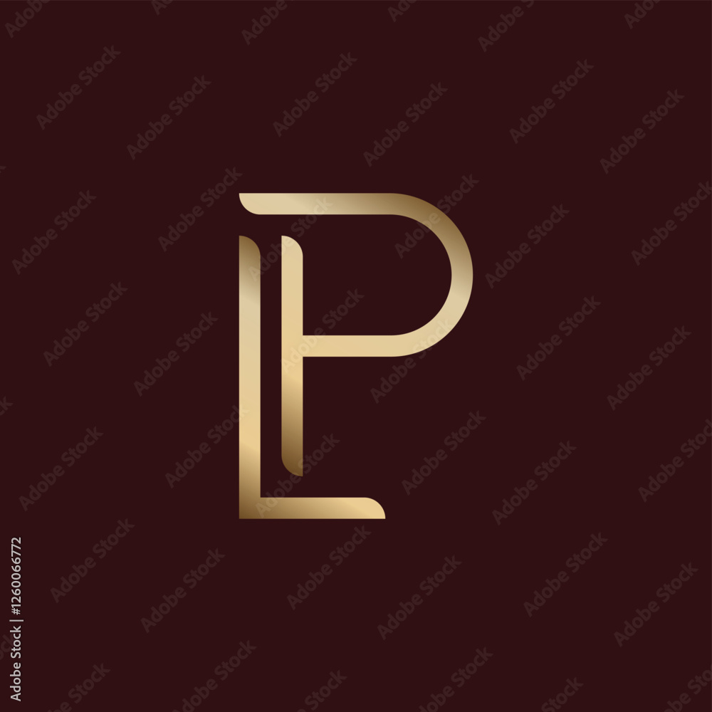 Monogram Letter L and P in Shiny Gold Stock Vector | Adobe Stock