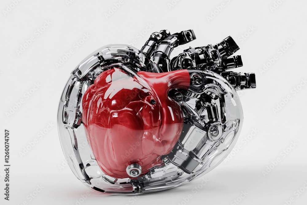 Innovative heart model showcasing a blend of organic and mechanical ...
