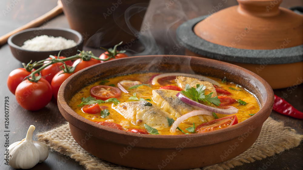Authentic Moqueca Baiana with shrimp, fish, and coconut milk Stock ...