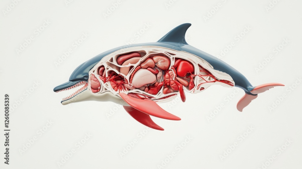 Detailed Cutaway View of Dolphin Showing Its Internal Anatomy and ...