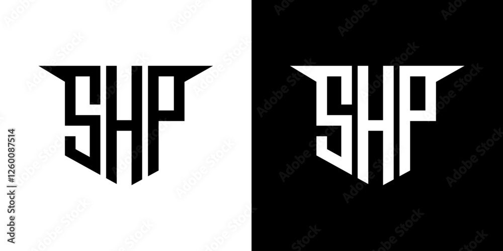 SHP letter logo design with white background in illustrator, vector ...