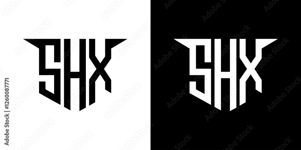 SHX letter logo design with white background in illustrator, vector ...