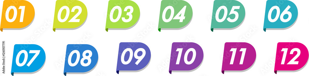 Bullet points numbers from 1 to 12 list markers Stock Illustration ...