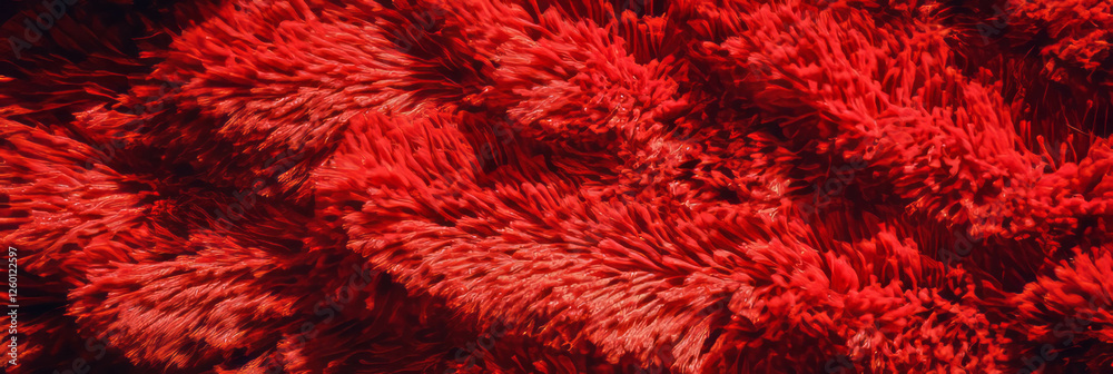 Deep crimson red frieze carpet texture with tightly curled pile and ...