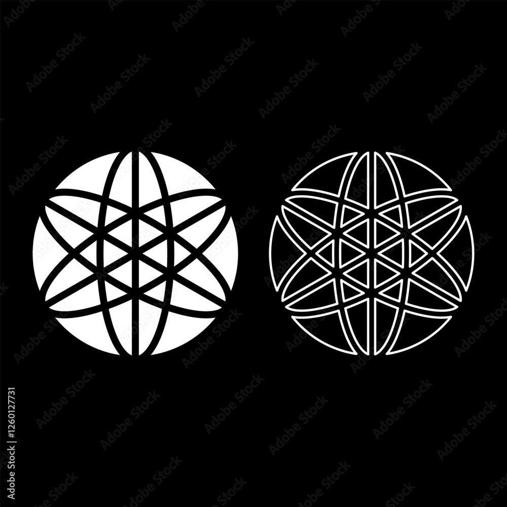 Equilibrium sacred geometry symbol set icon white color vector ...