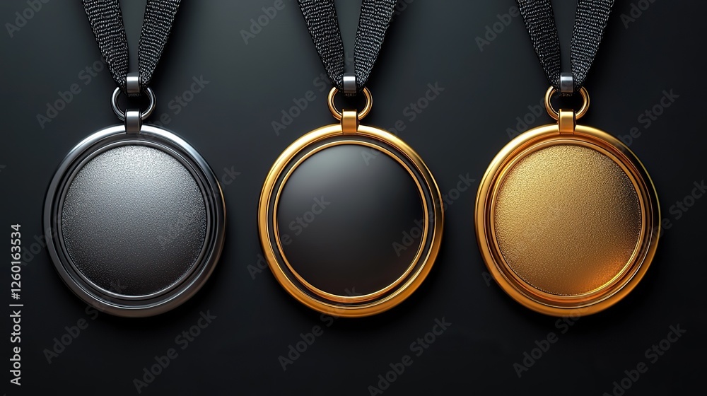 medal icon set set of realistic medals award blank medals in gold ...
