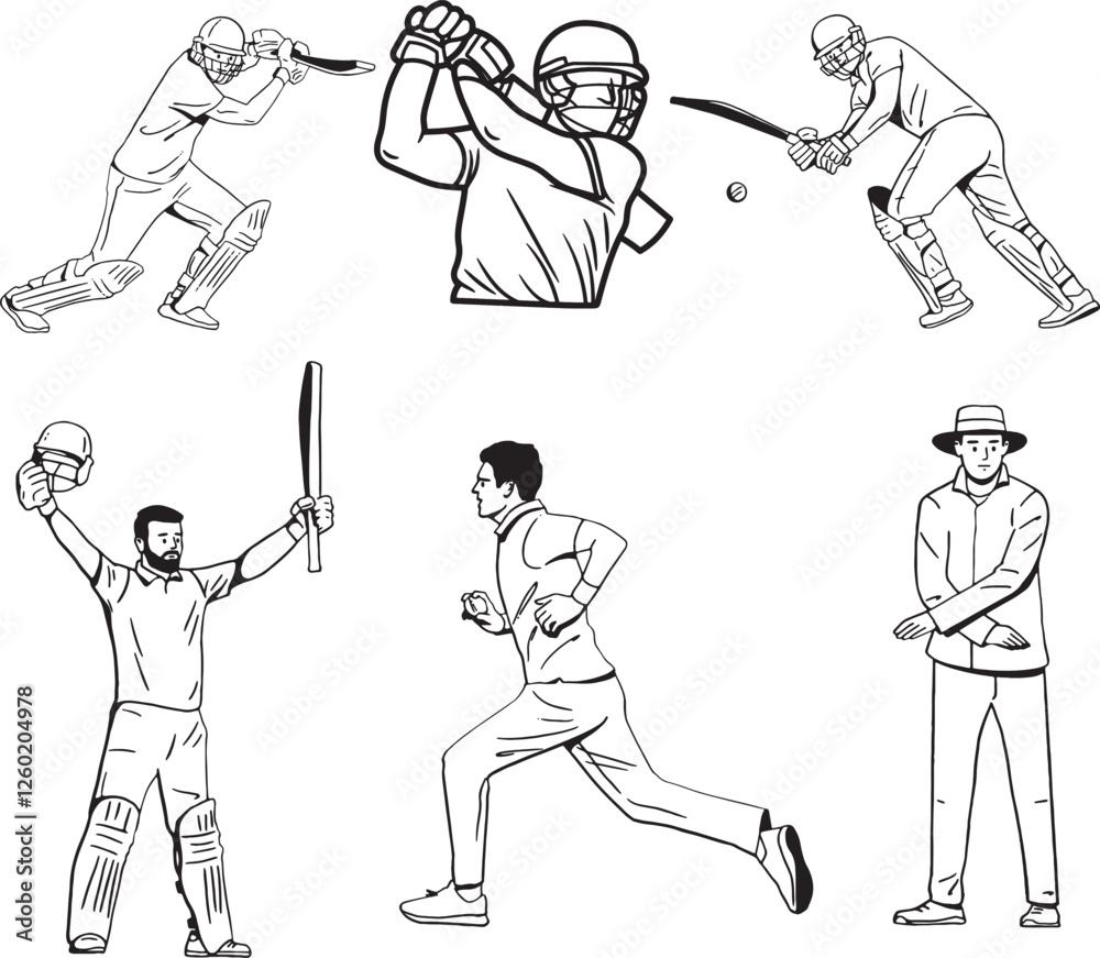 Printable vector illustration of cricket sports Stock Vector | Adobe Stock