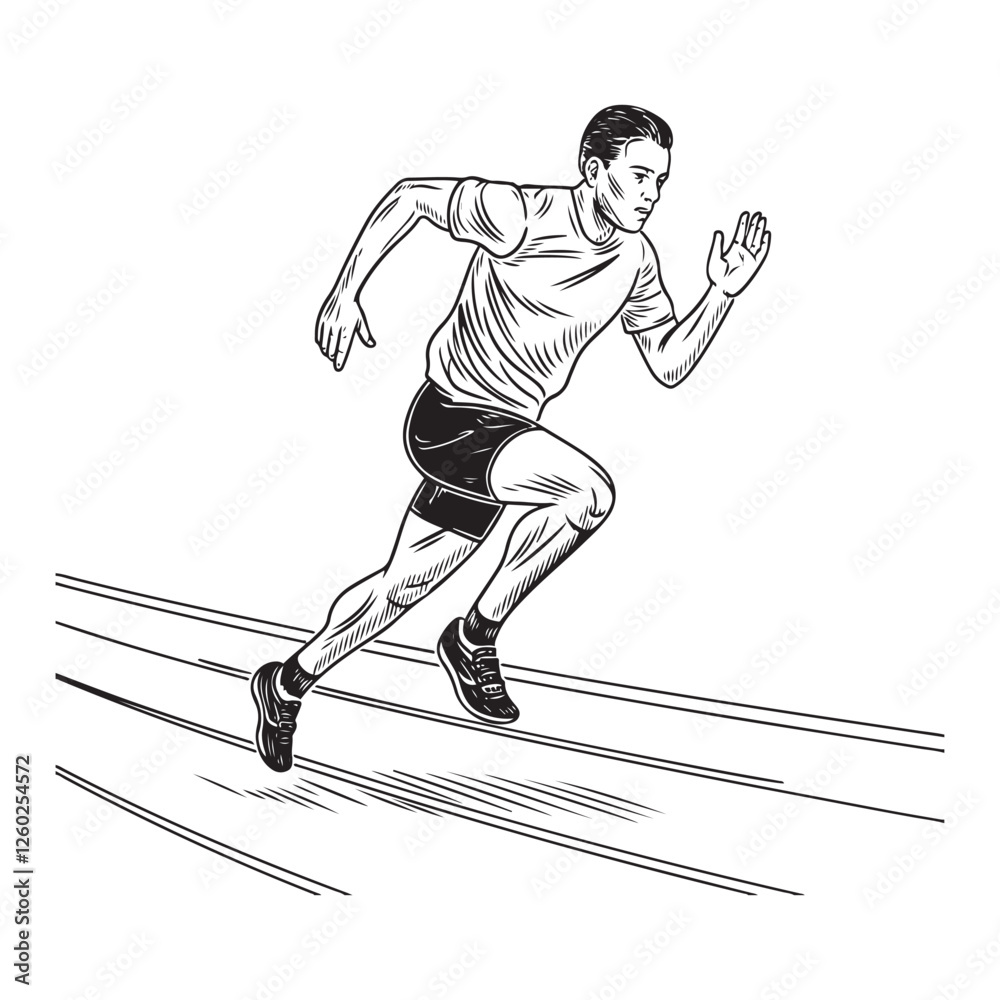 Sportsman Silhouette - Digital Sketch of a Fit Male Athlete - Sportsman ...