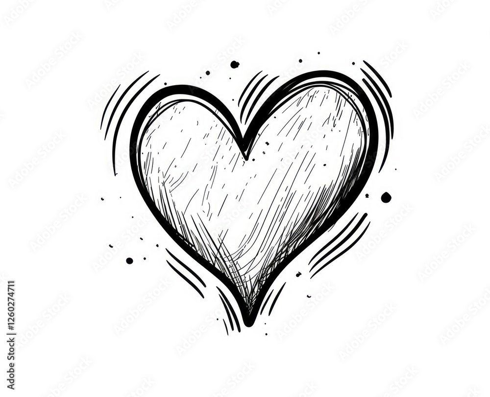 simple line drawing of heart, vector graphic on white background, clip ...
