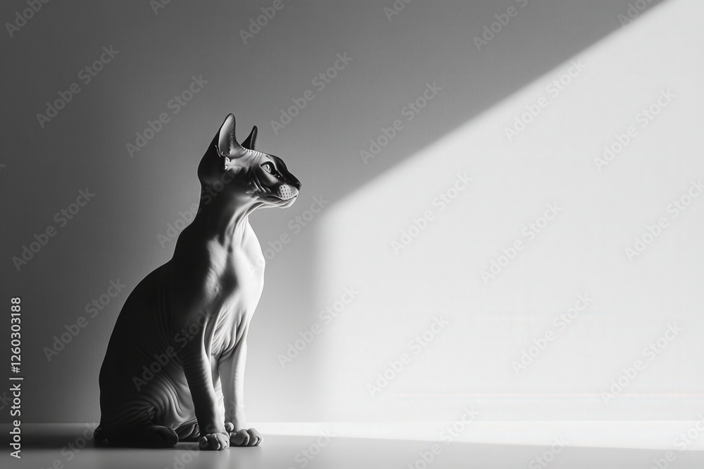 Professional photo of a sleek Sphynx cat with flawless, clean skin ...
