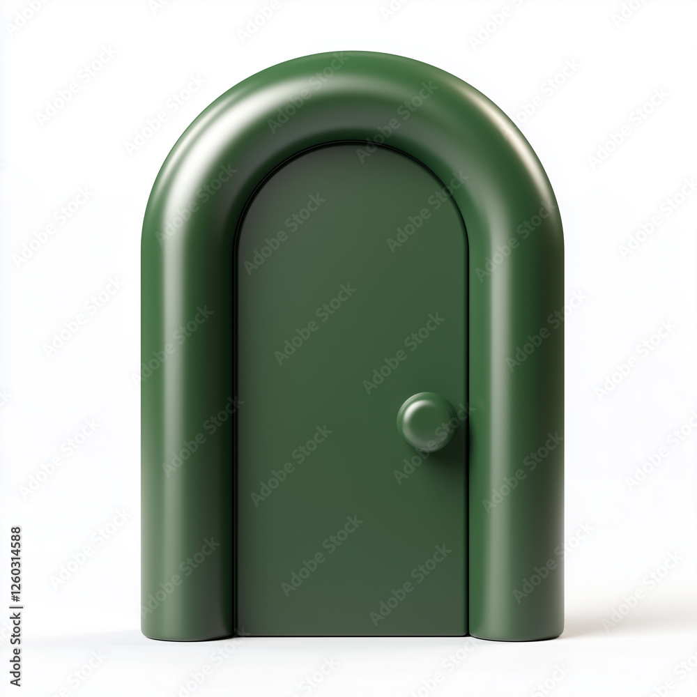 3D green VPN tunnel gateway standing alone on a plain white background ...