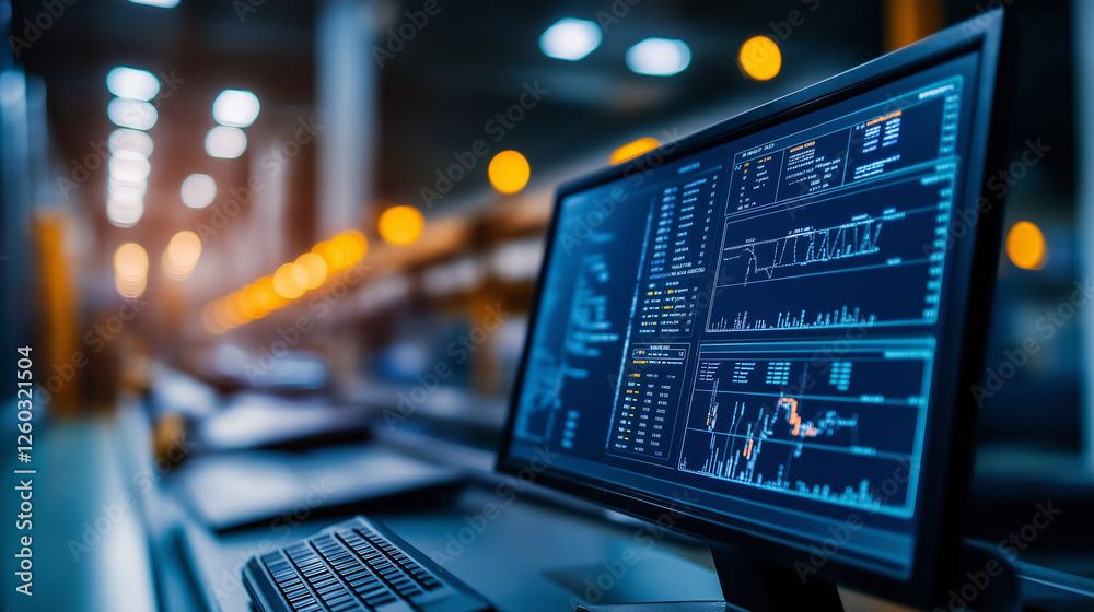 A high-speed production plant, where a digital SCADA system monitor ...