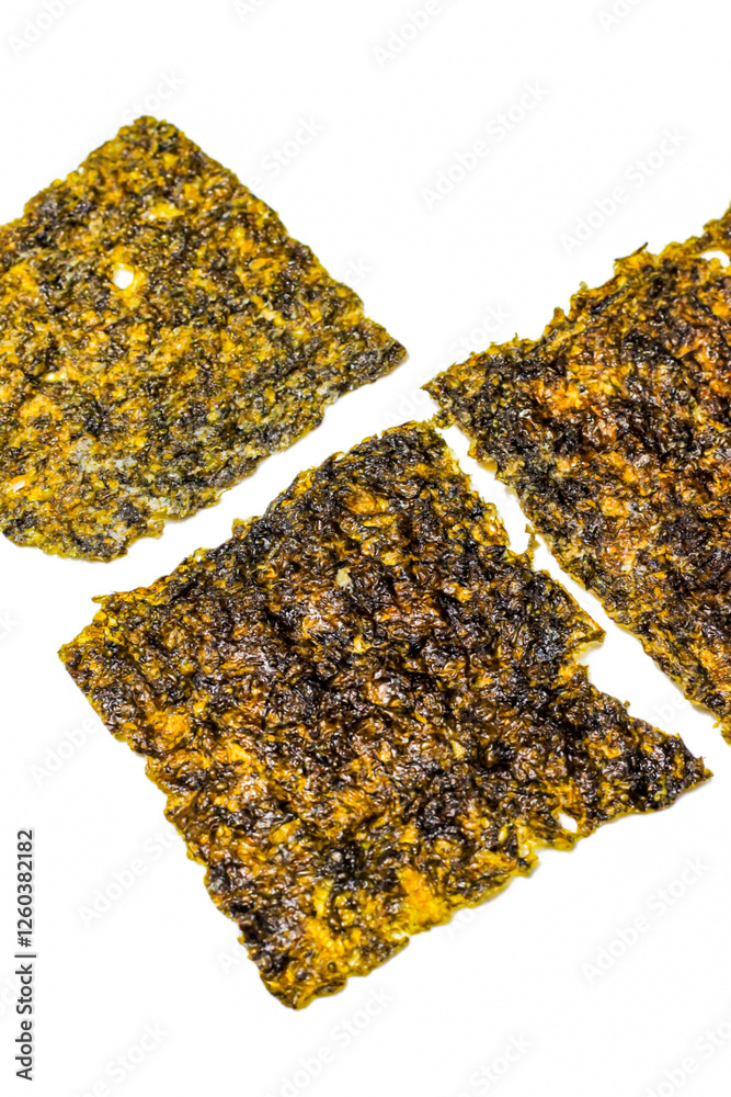 Nori seaweed isolated on white background. Nori Japanese Food. Dried ...