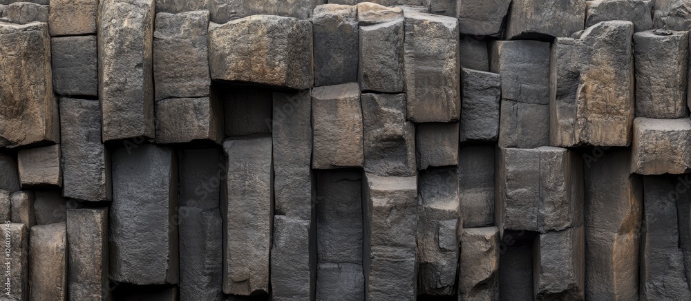 Basalt rock wall seamless texture from Staffa Island in the Inner ...