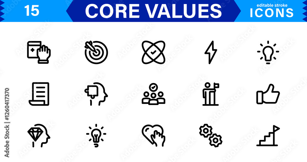 Core Values Icon Set. Minimal and Modern Vector Icons for Integrity, Ethics, Leadership, UI, Web ...
