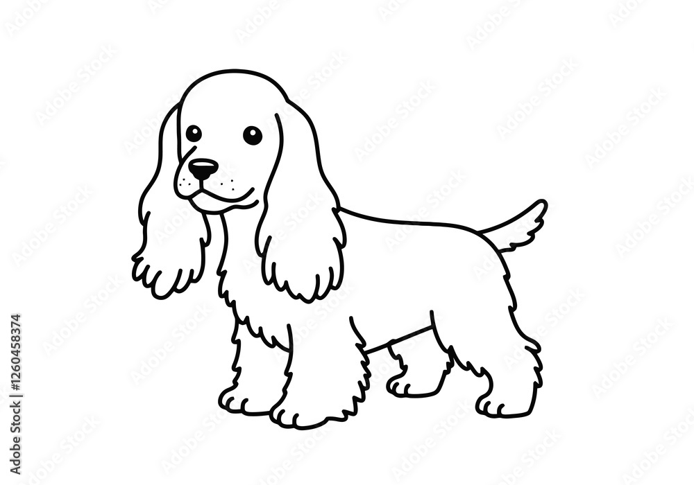 Ilustración de Stock Cocker spaniel black and white clip art. This ...