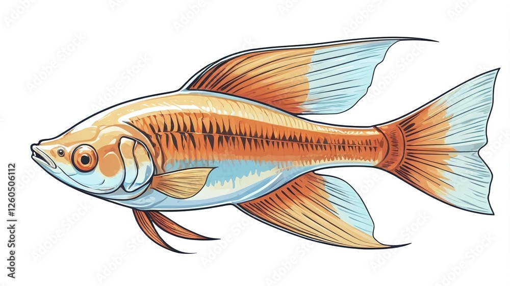 Aquarium swordtail fish (Xiphophorus). Vector sketch illustration ...