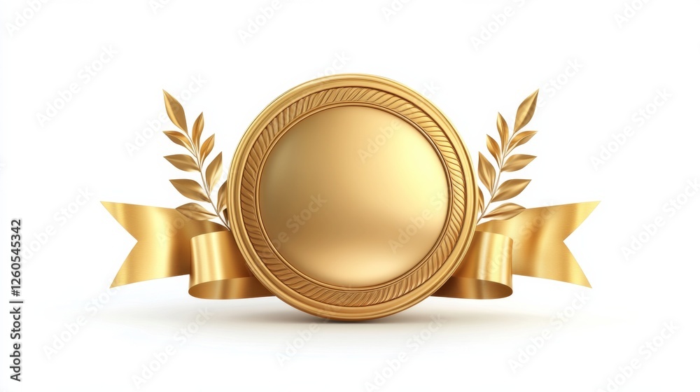 Golden seal with ribbons achievement award success celebration prestige ...