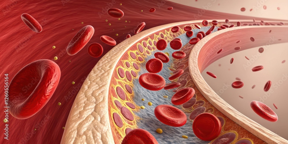 Detailed Digital Illustration Depicting Cross Section of Blood Vessel ...