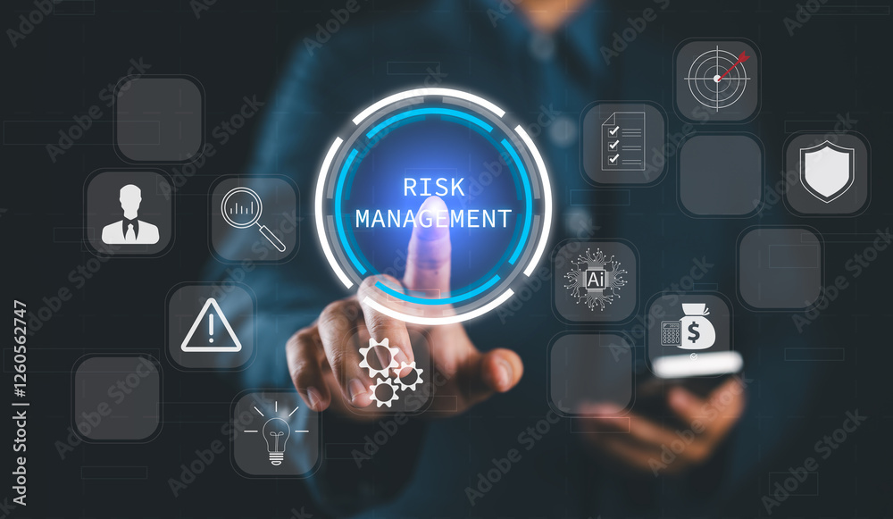 Assessment for investment concept. Businessman touching on screen to ...