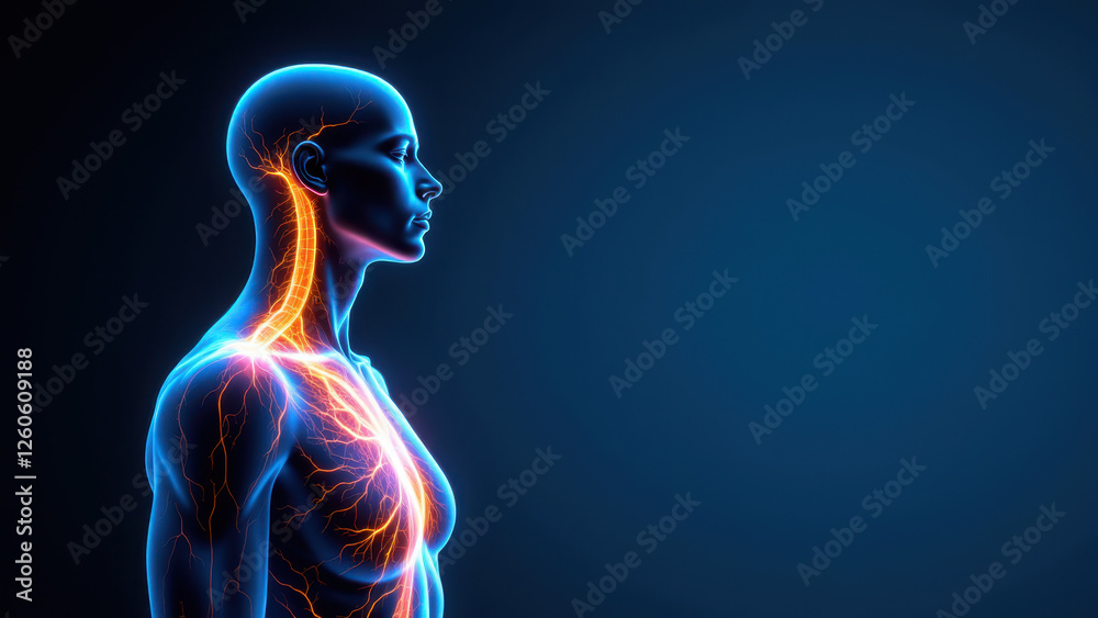 Vagus Nerve Stimulation visualized with anatomical illustration of a ...