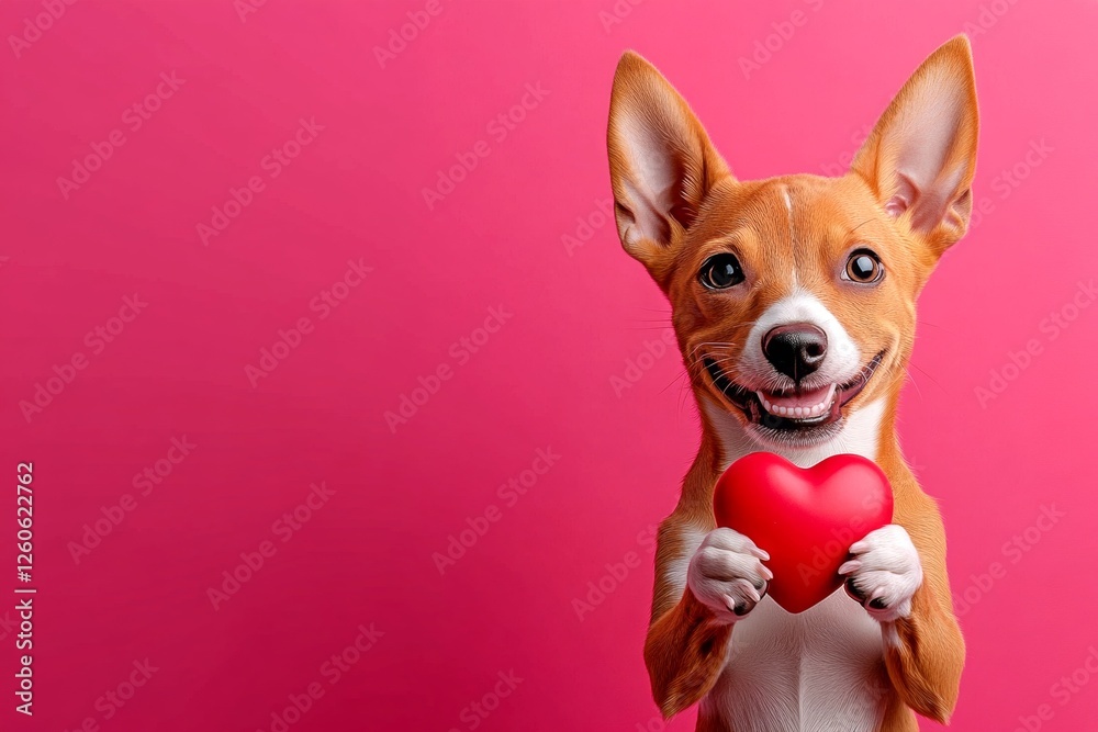 Basenji - my treasured dog. Marketing layout. Cute basenji hound with ...