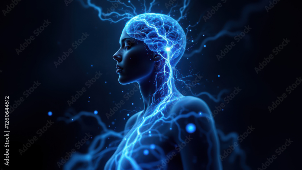 Vagus Nerve Stimulation Visualized as Electricity Surging Through Human ...