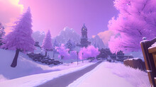 Pink Clock Tower In Winter Free Stock Photo - Public Domain Pictures