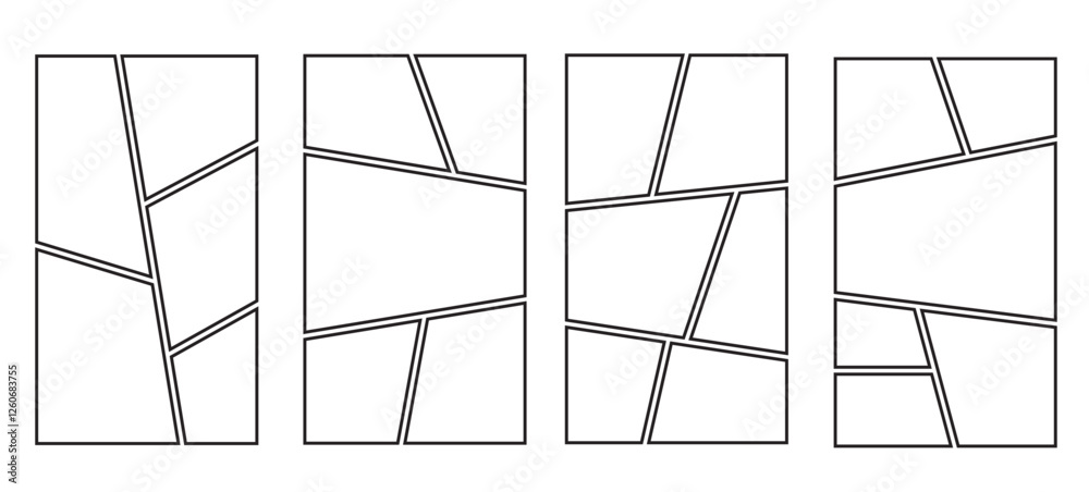 Four different types of blank templates storyboard layout panels comic ...