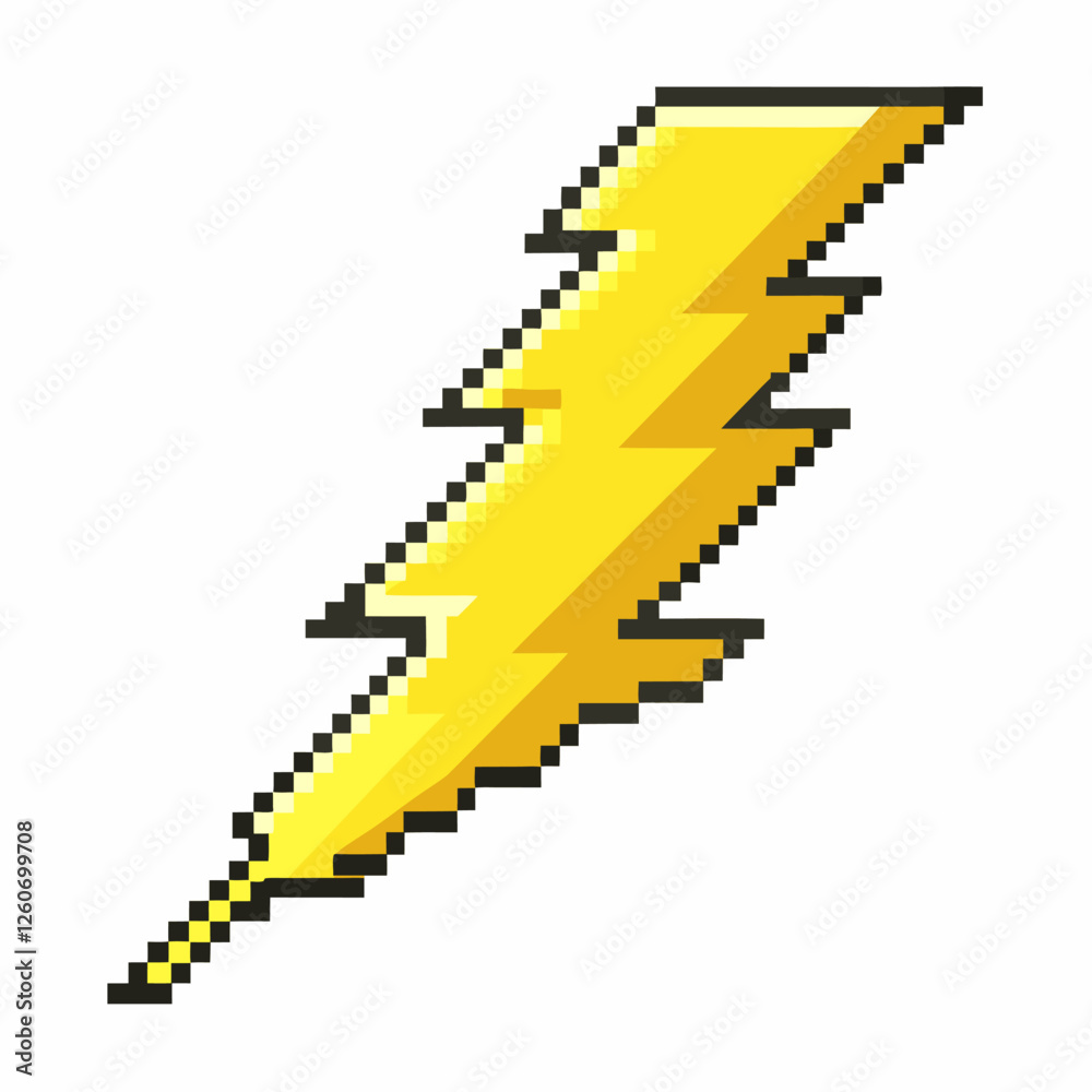 Pixel Art Lightning Bolt Icon Retro 8 bit Style Electric Energy Symbol ...