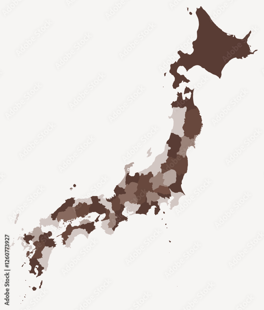 Vector de Stock Map of Japan with regions. Just a simple country border ...