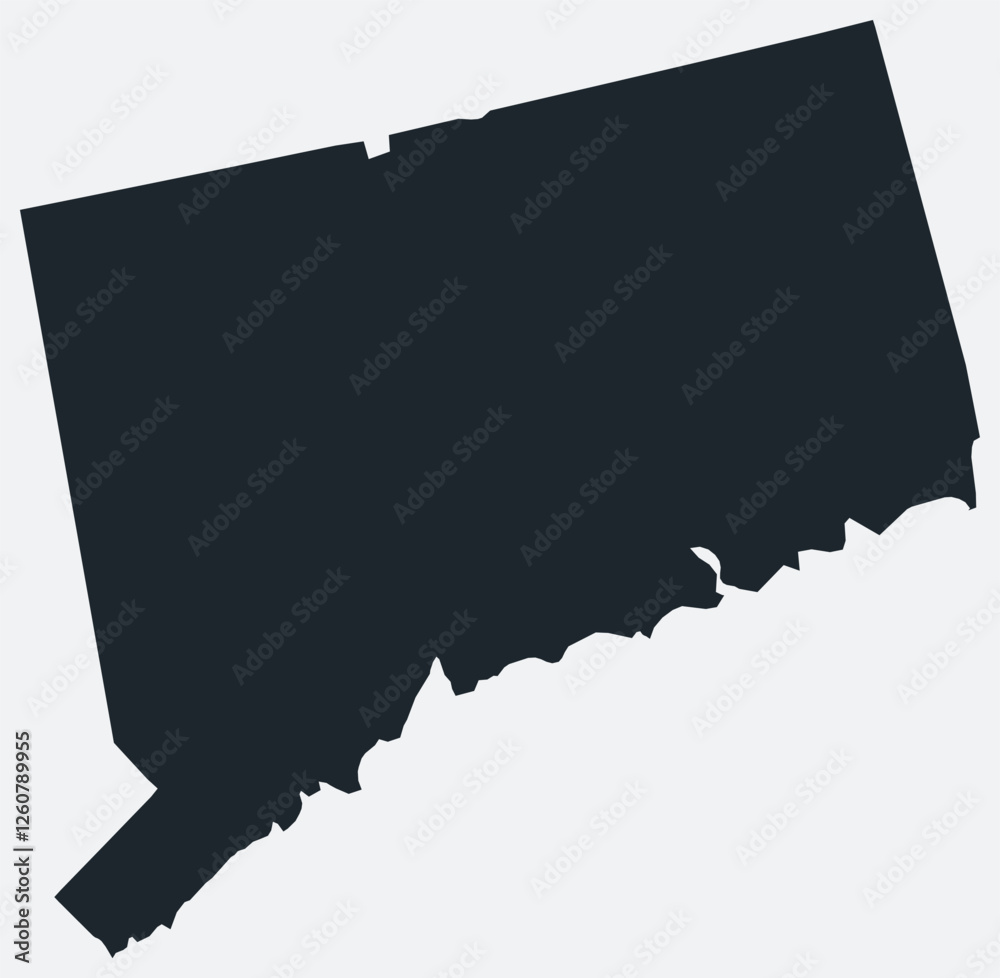 Connecticut map. Just a simple border map. Shape of the state. Flat ...