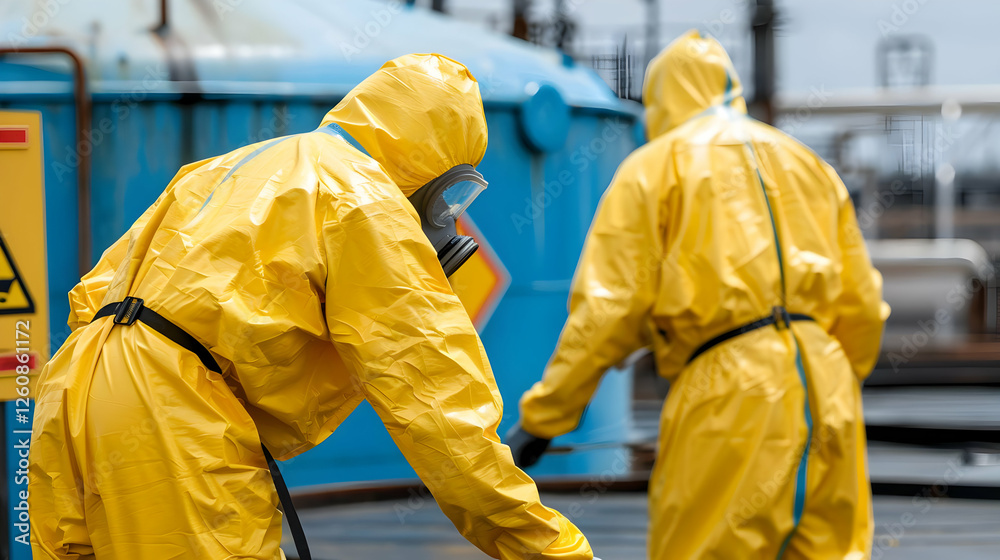 Hazmat team responds to chemical spill industrial site photo urban ...