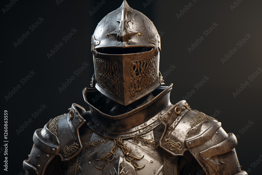 Majestic Medieval Knight in Full Armor on Horseback, Ready for Battle with Sword and Shield – A ...