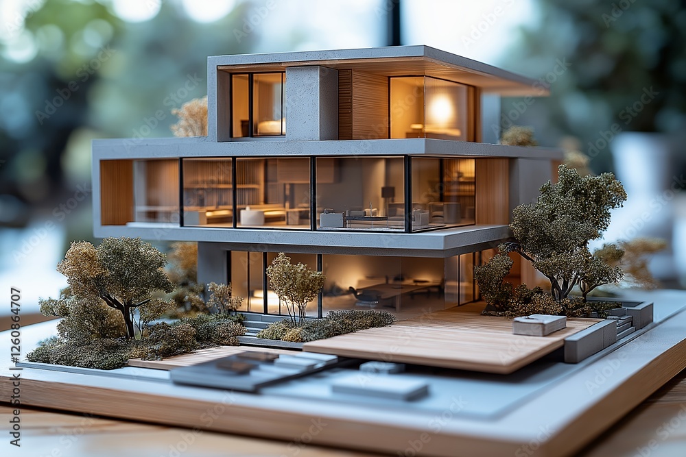 Modern architectural model showcases contemporary house design process ...