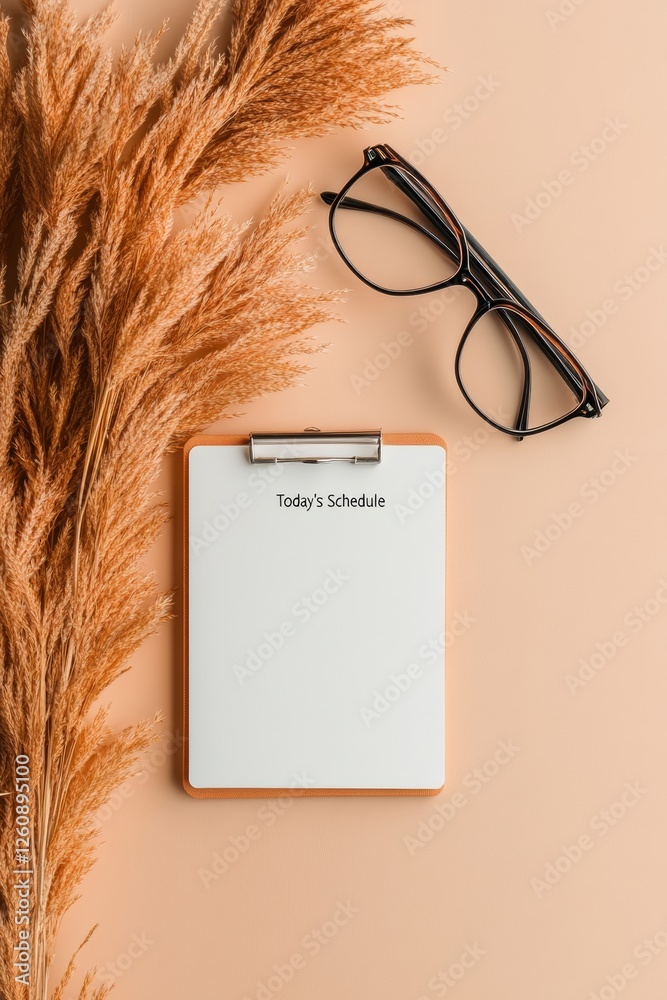 Minimalist Workspace Vibes Modern Clipboard with Todays Schedule Text ...