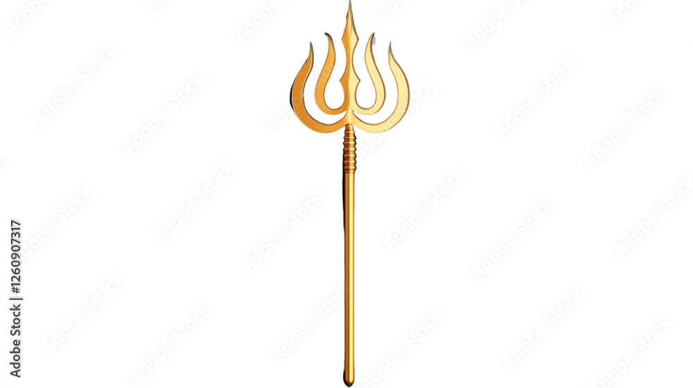 Golden trishul representing power, authority, and divinity on transparent background Stock Photo ...