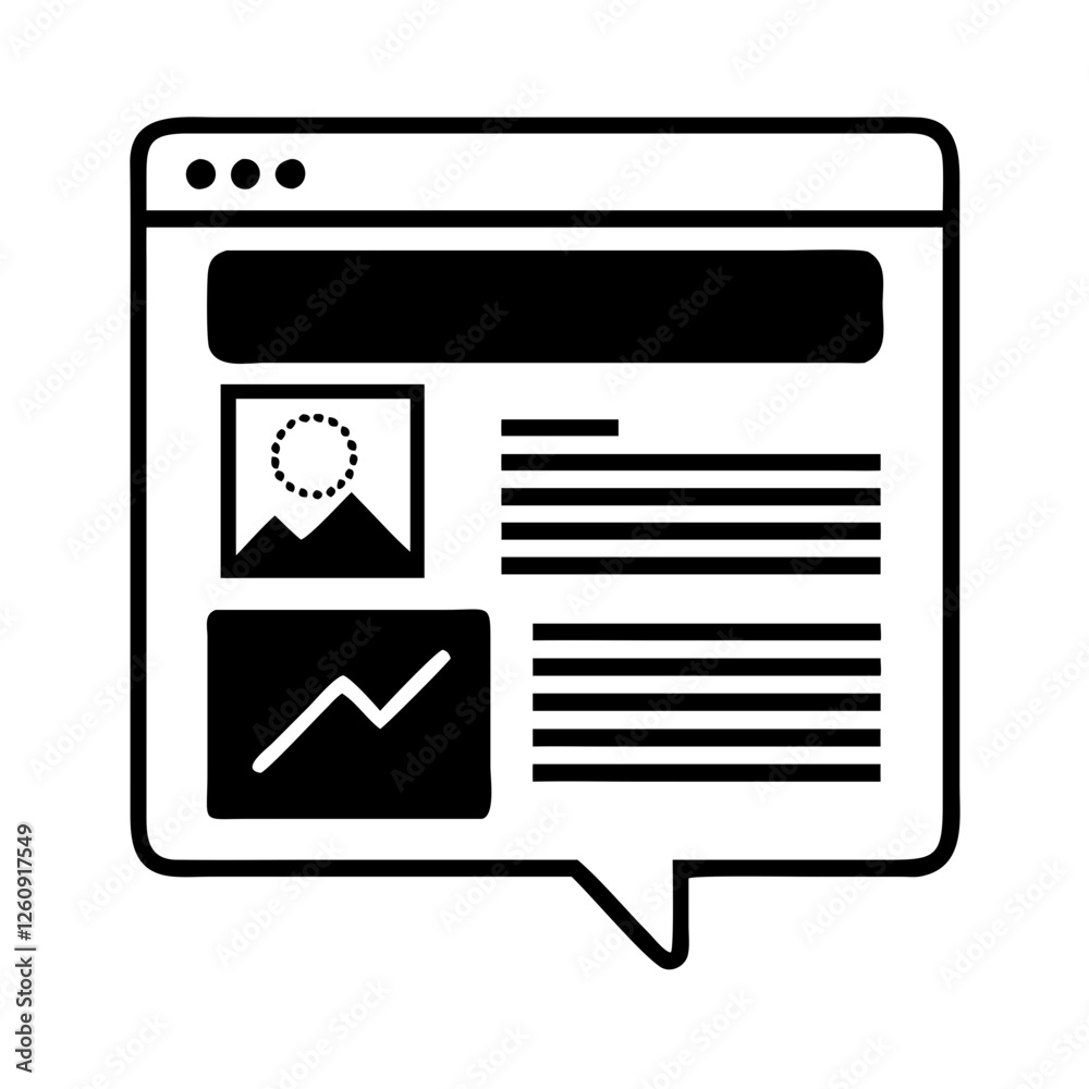 Product description icon featuring chart and text list for showcasing ...