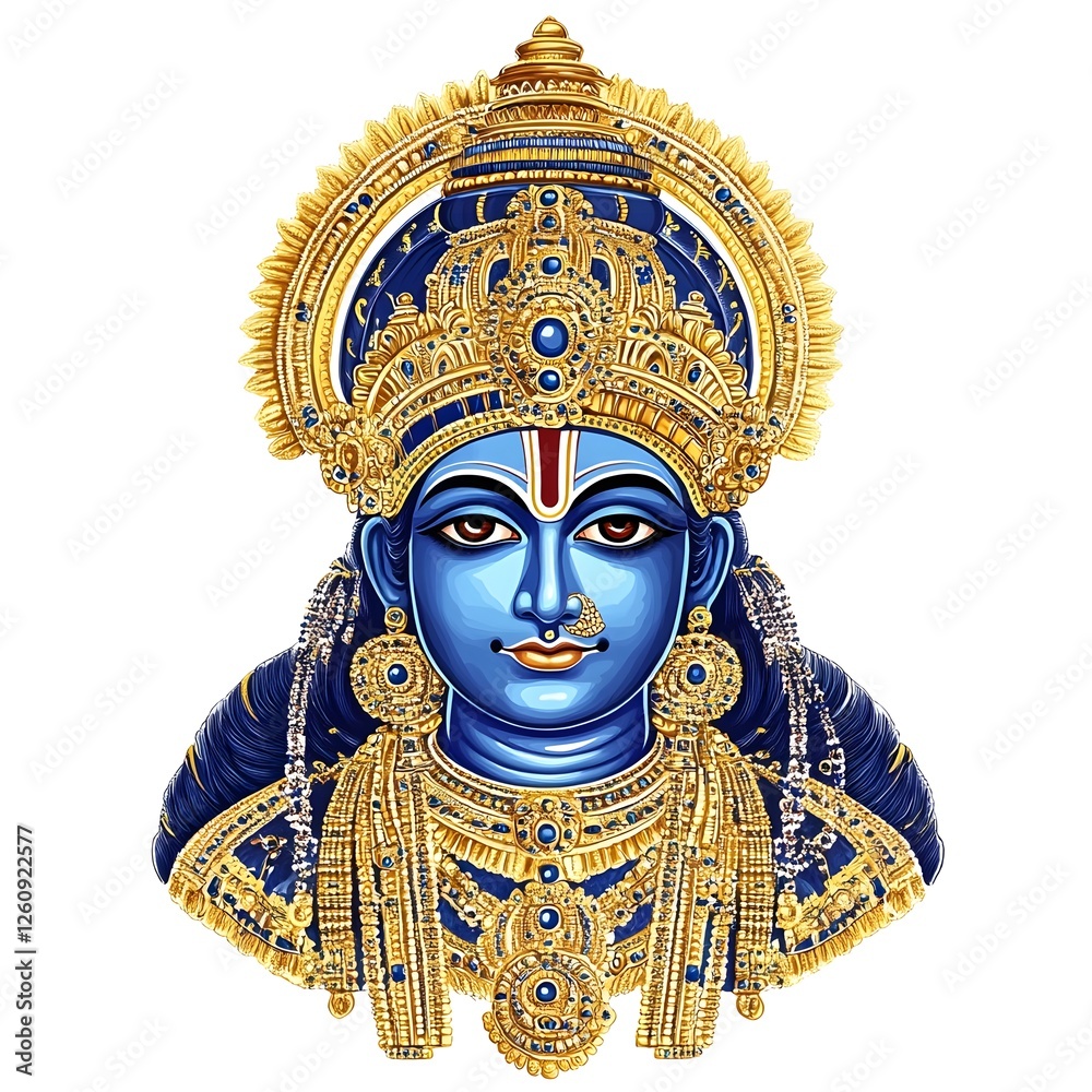 Legendary Painting of Opulent Temple Deity Lord Venkateswara with ...