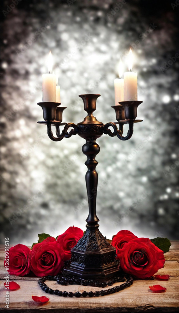 Mystical Gothic Altar: A mysterious altar adorned with a dark obsidian ...