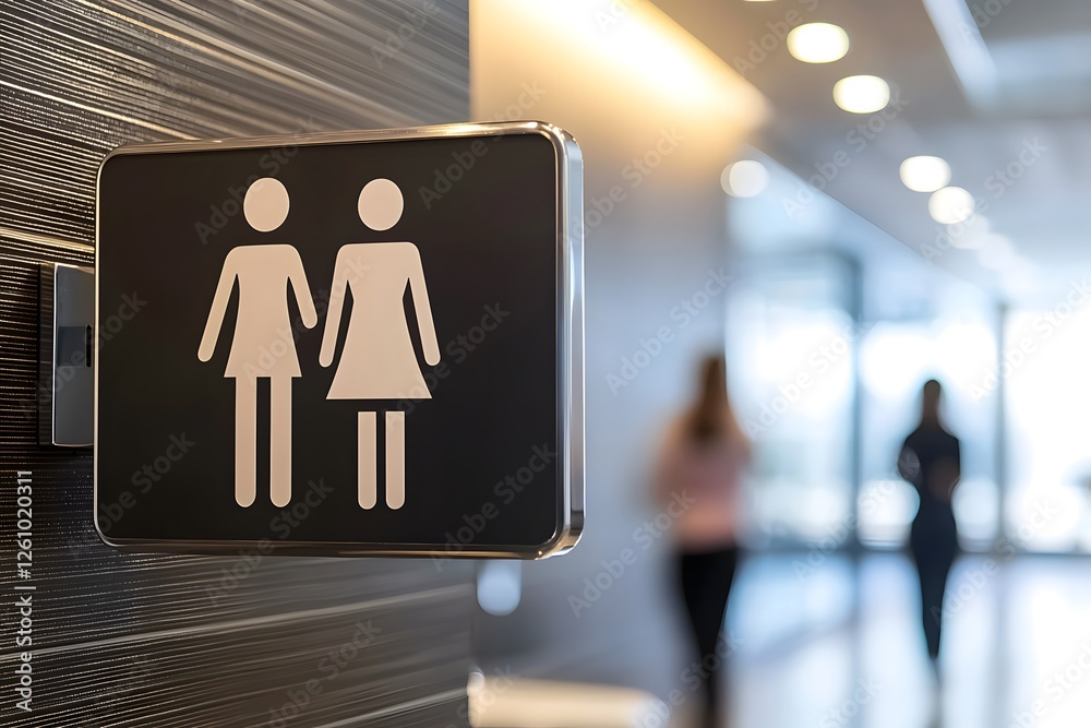 Women's restroom sign in modern office building: A contemporary ...