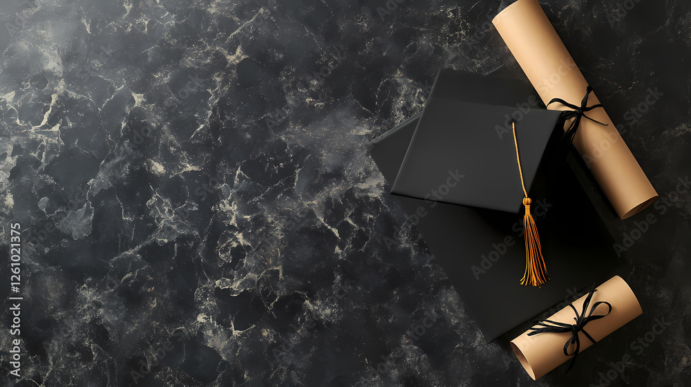 Graduation Cap and Diploma: A stylish flat lay composition featuring a ...