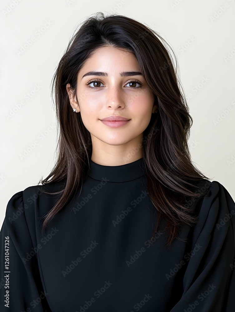 Woman portrait, headshot, against white background. Use for beauty ads ...