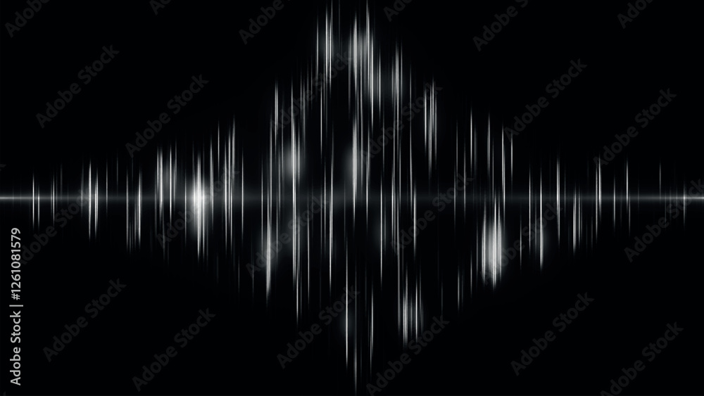 Abstract black and white digital sound wave. Equalizer, wave on black ...