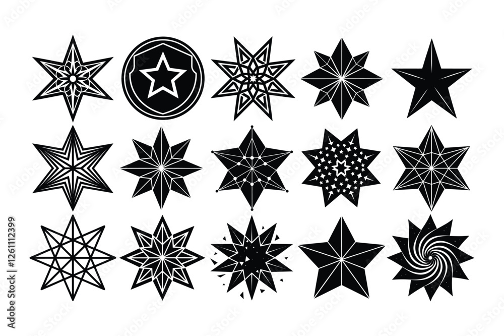 Geometric star icons pack with unique and modern star vector ...