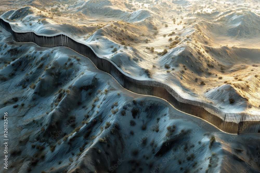 Detailed map highlighting the US-Mexico border with geographical and ...